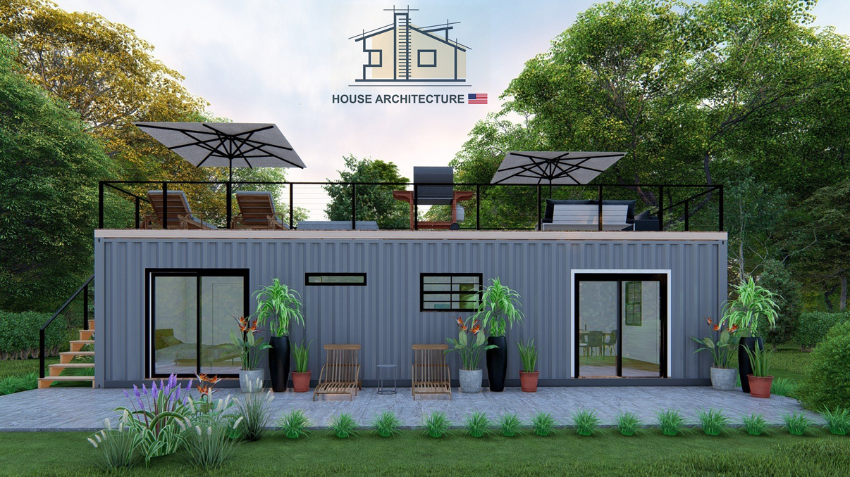 SC0002: 2x40 Foot Shipping Container House Plans | Container Home Plan ...